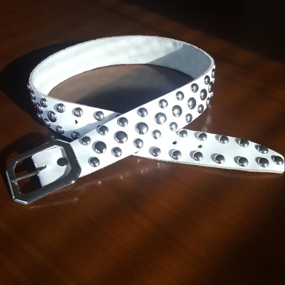 Melamed | Accessories | Unisex Stunning Silver Studded Leather Belt M ...
